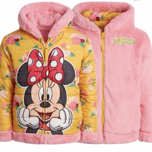 Disney | Jackets & Coats | Disney Minnie Mouse Pink And Yellow ...
